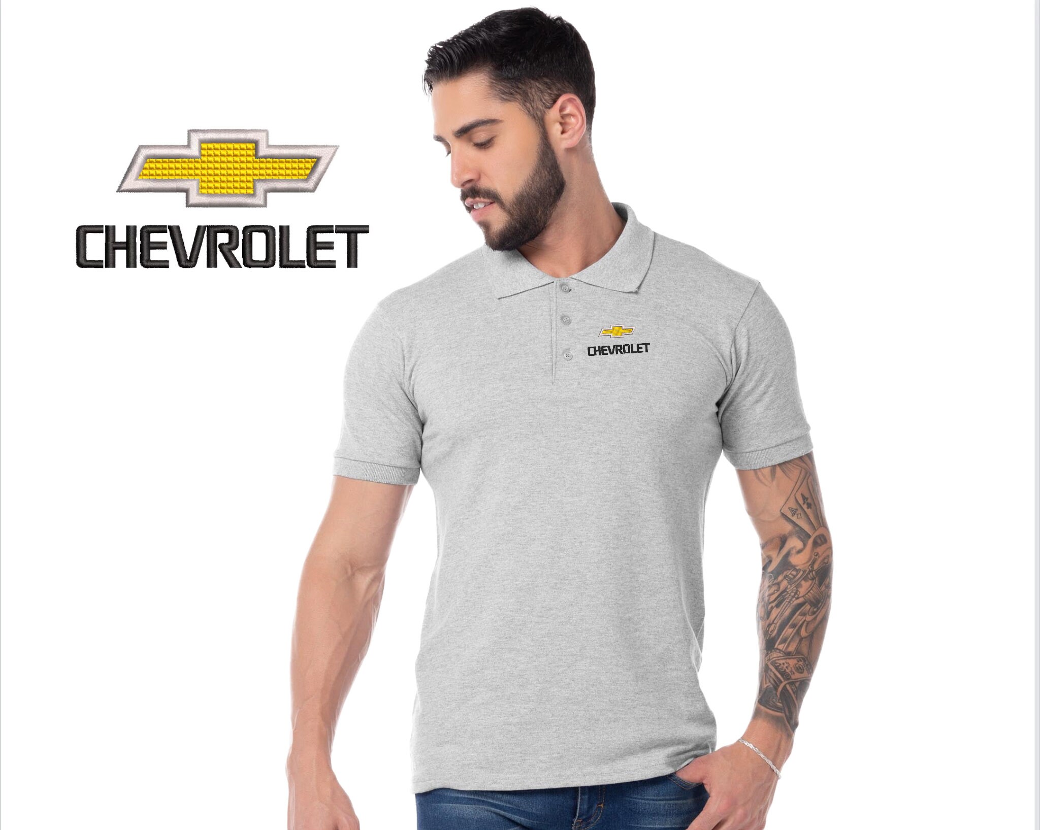 Men's Shirt Chevrolet Polo Embroidery Pocket Shirt - Etsy