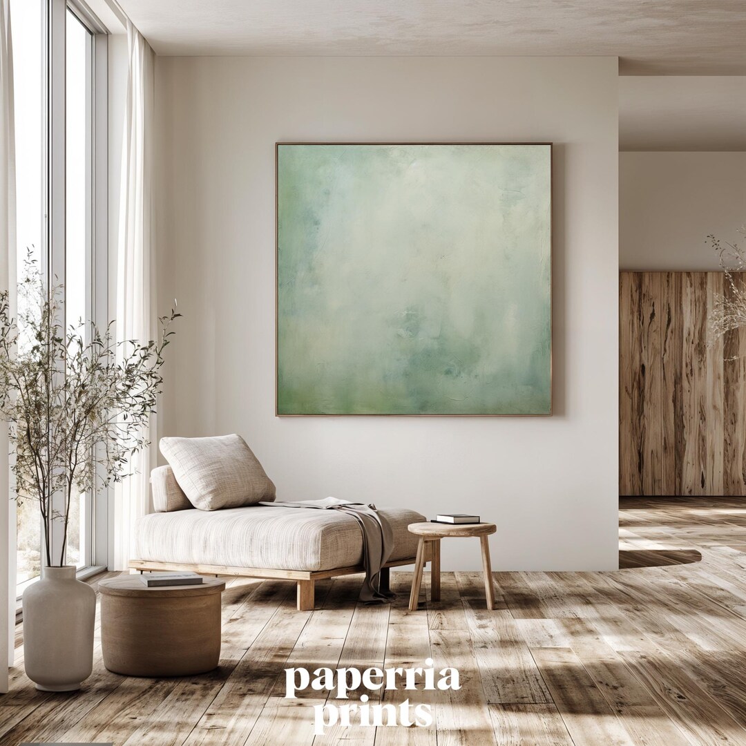 Wabi-sabi Green Abstract Painting: Neutral Texture Wall Art (digital ...