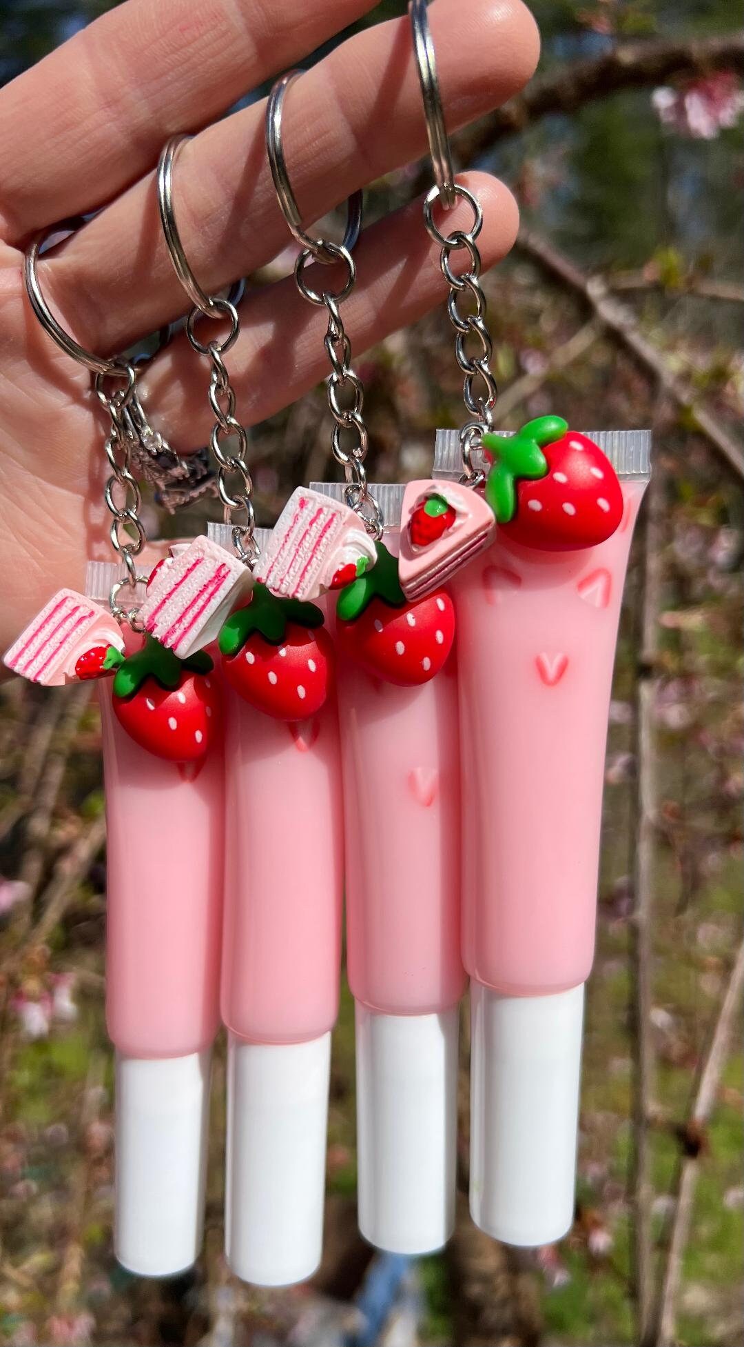 Strawberry Milk Key Chain Lip Gloss - Etsy