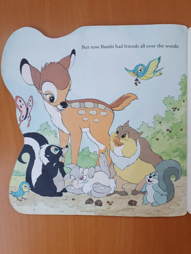 Vintage 1987 Walt Disney Bambi Shape Cut Book - Etsy