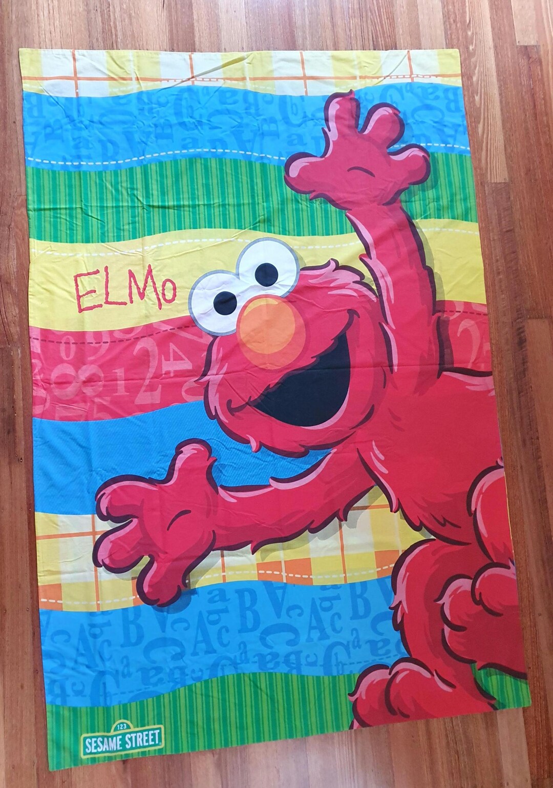 Vintage Sesame Street Elmo Single Duvet Quilt Cover and Pillowcase Set ...