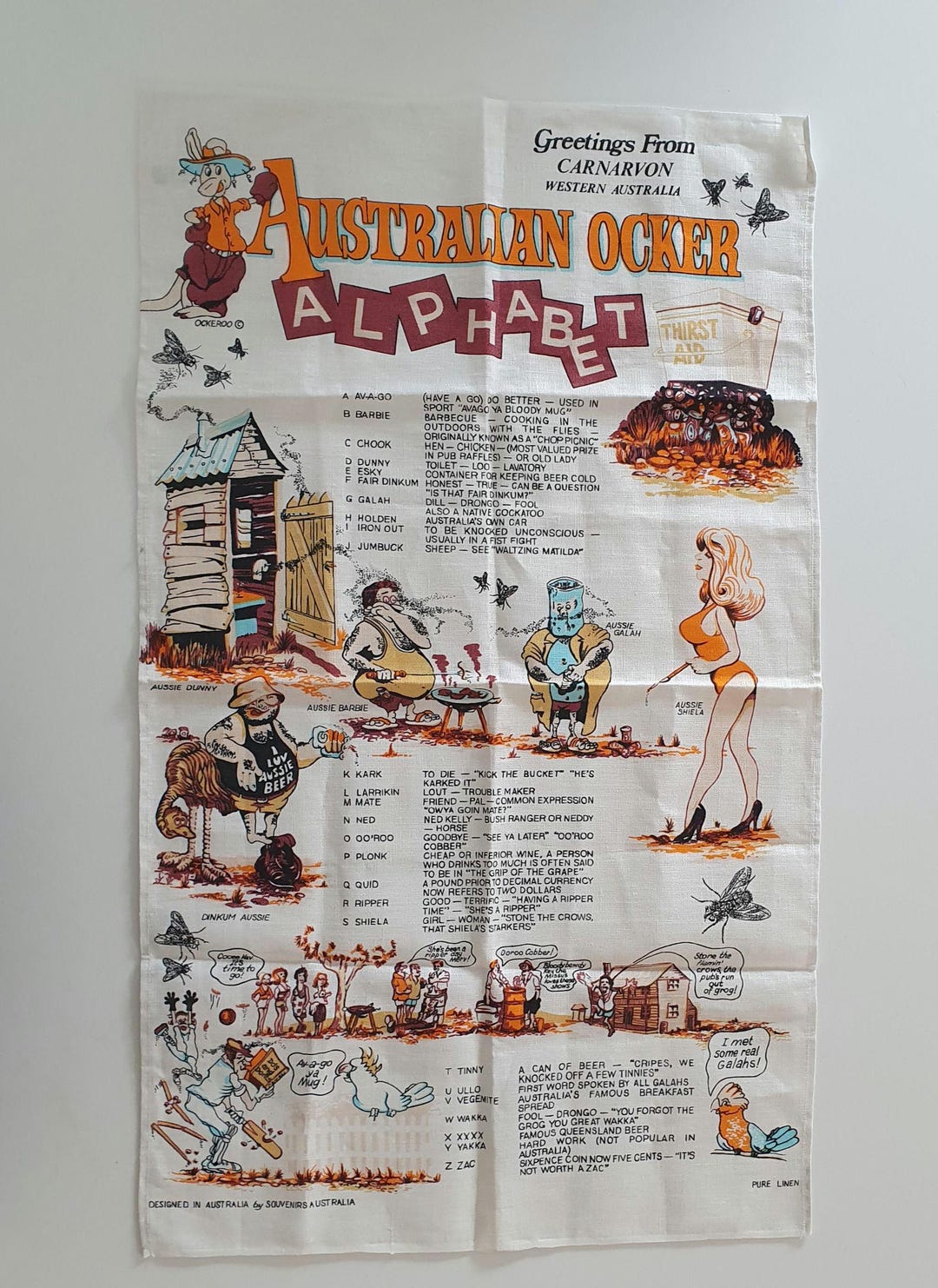 Vintage Australian Ocker Alphabet Linen Tea Towel - Etsy