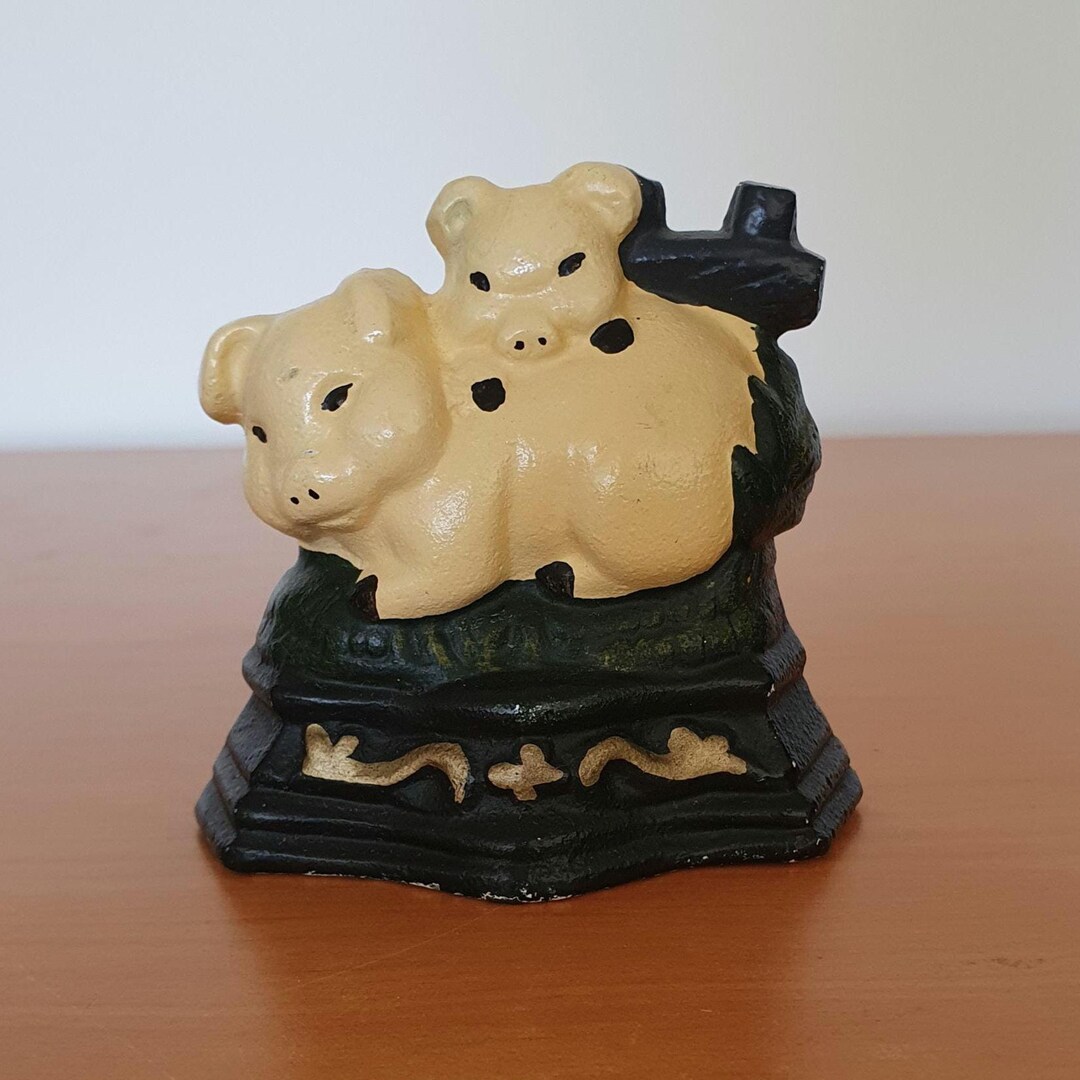Two Pigs Vintage Door Stopper - Etsy
