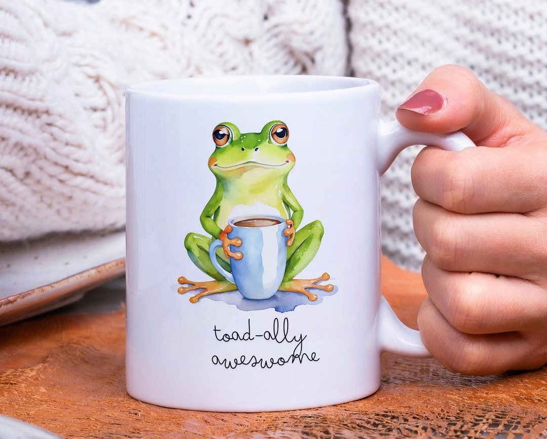 Cute Frog Mug, Frog Coffee Cup, Funny Frog Mug, Cottagecore Frog ...