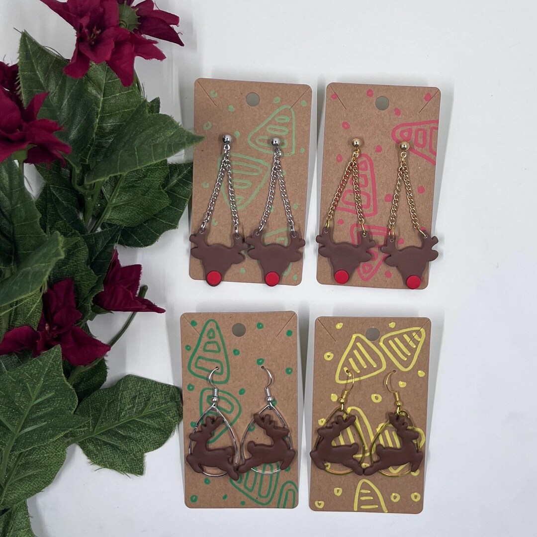 Reindeer Dangle Earrings Prancing and Rudolph - Etsy