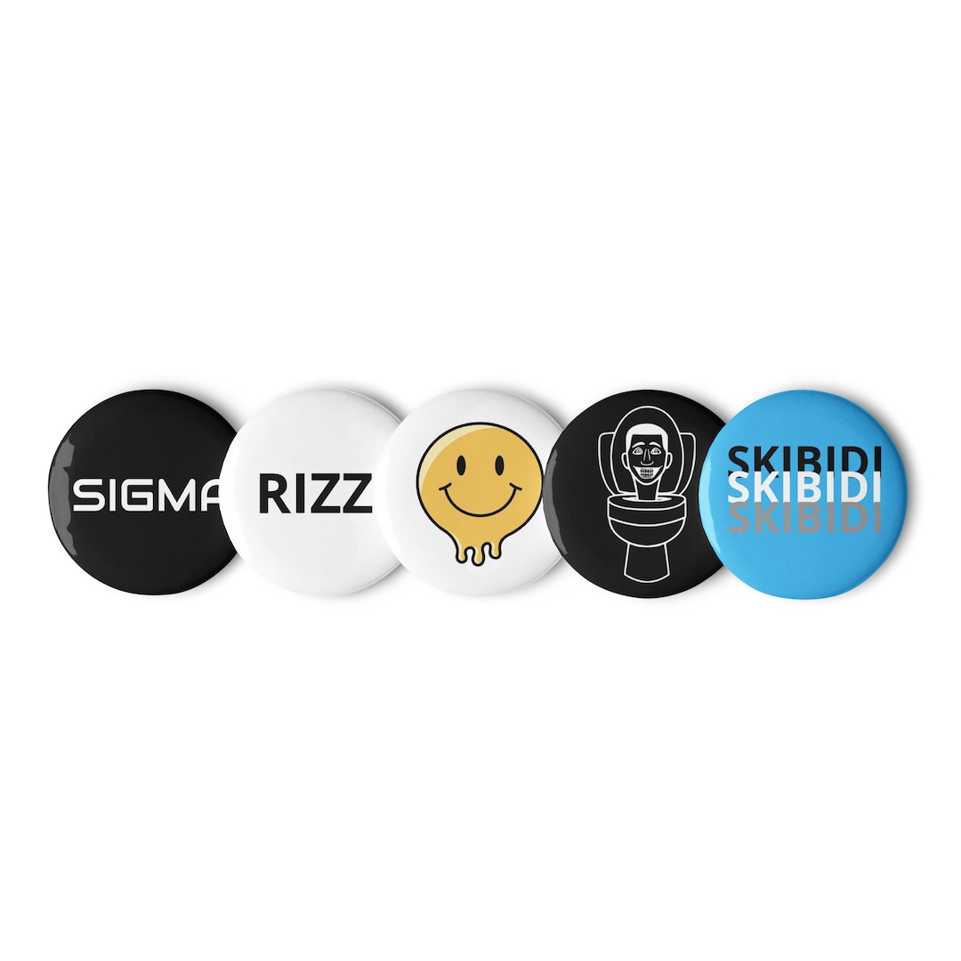 SKIBIDI SIGMA RIZZ Set of 5 Pin Buttons - Etsy