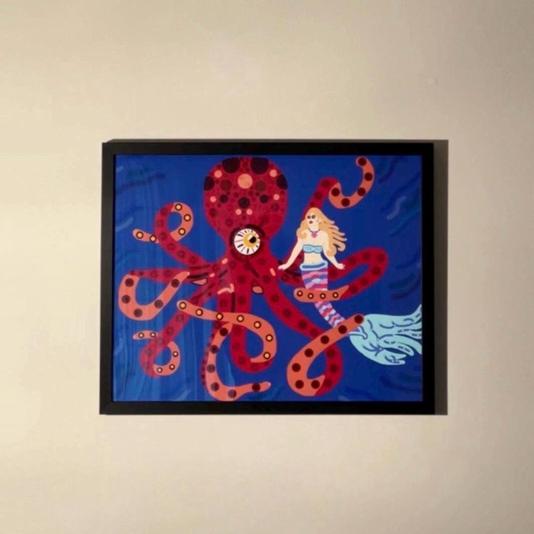 Sea Life Art Print | Labor Day Decor | Book Nook Decor | Dorm Room ...