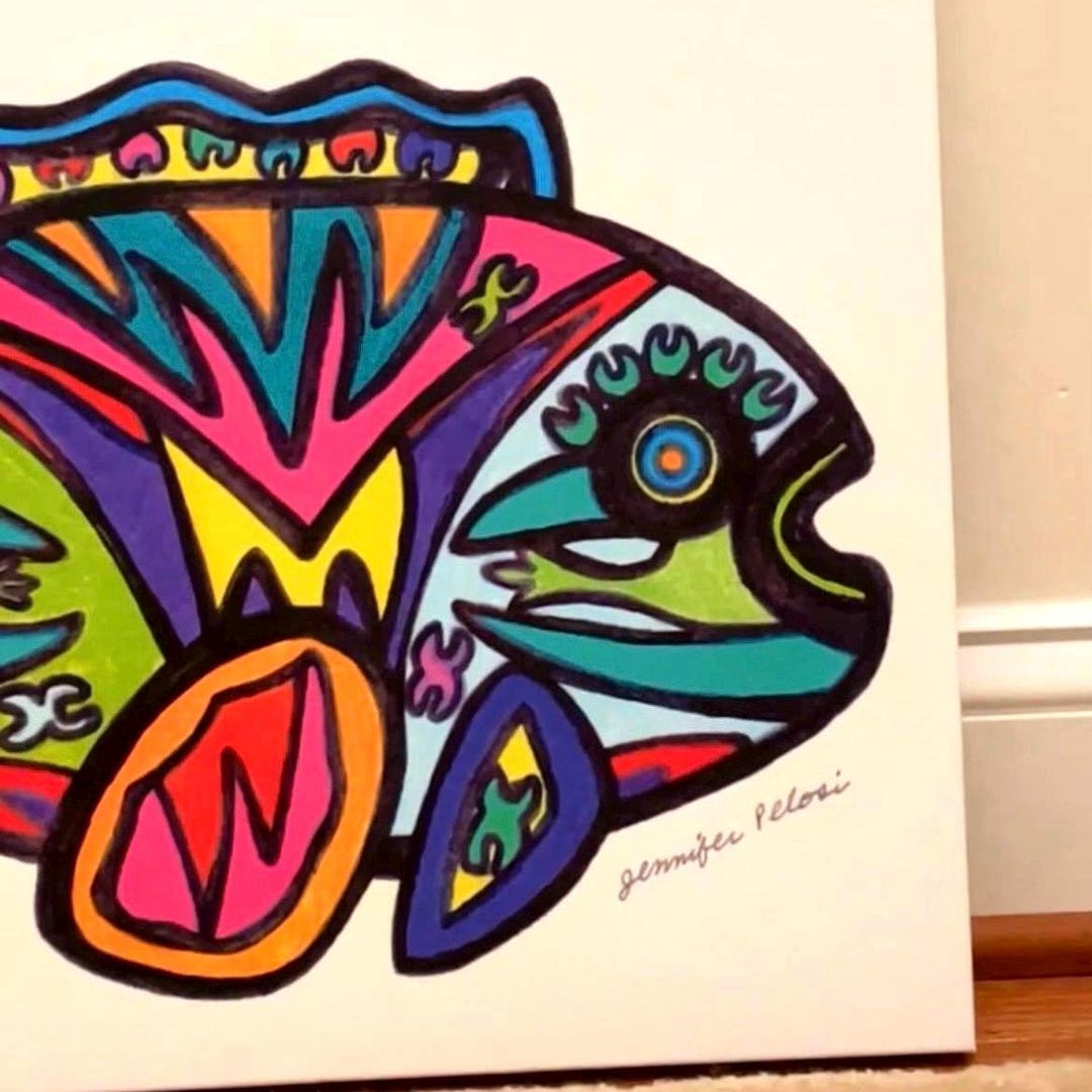 Colorful Fish Art | Hand Drawn Art | Vibrant Colors Art | Gifts for Mom ...