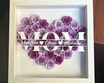Customized Paper Flower Shadow Box, Dia De Las Madres, Mother's Day, Te ...