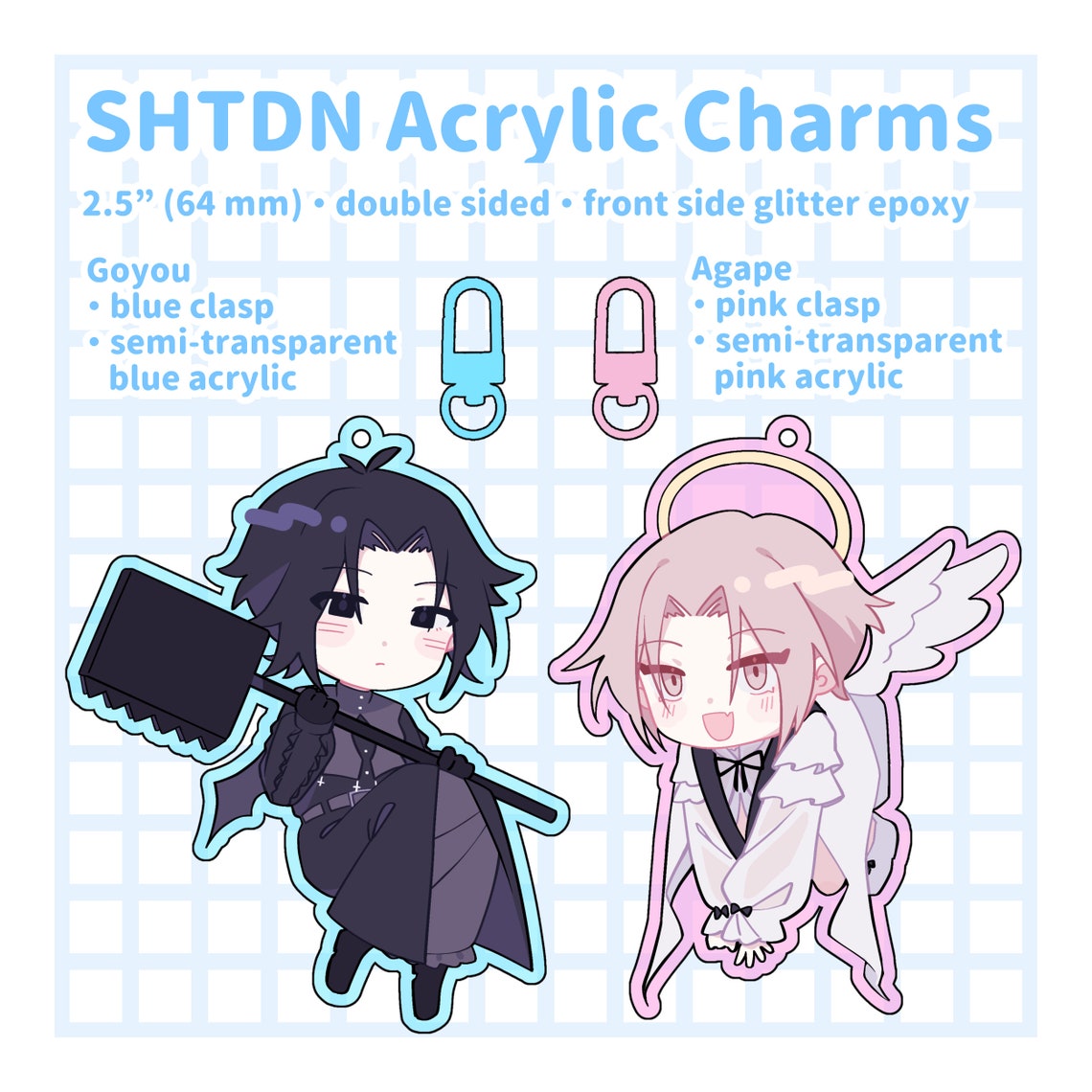 SHTDN Rpgmaker Goyou & Agape Glitter Epoxy Acrylic 2.5" Charms - Etsy