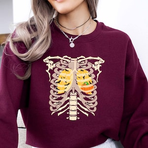 Skeleton Rib Cage Sweatshirt, Skeleton Halloween Sweatshirt, Skeleton ...