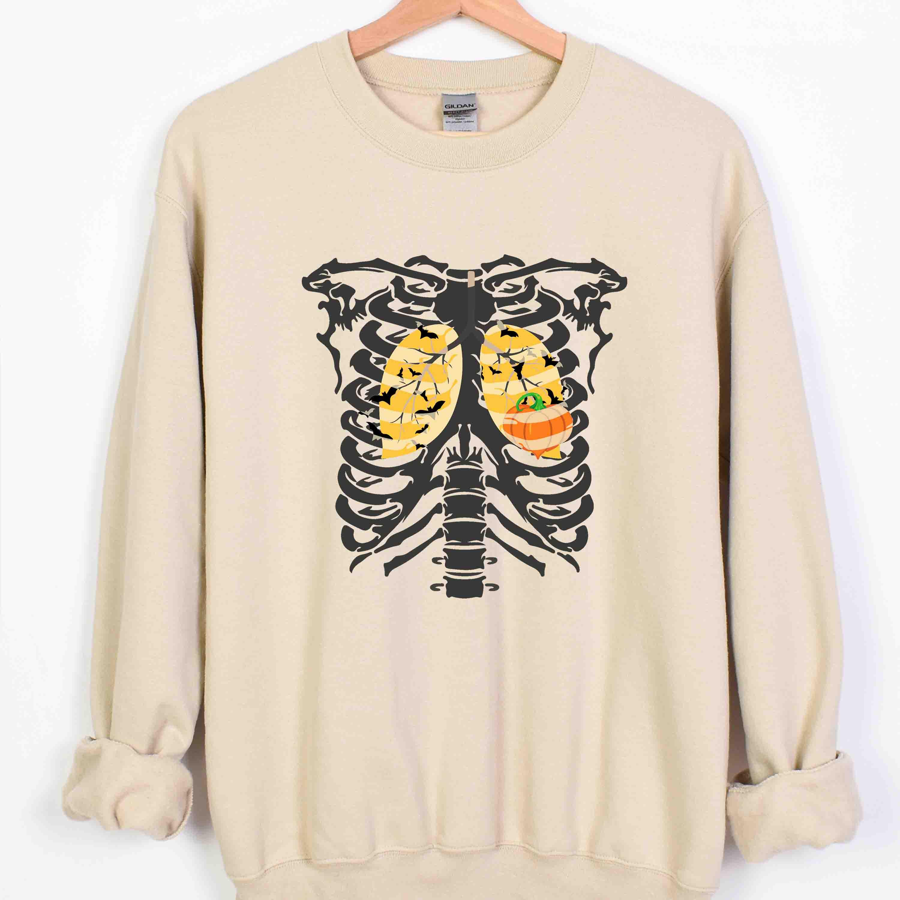 Skeleton Rib Cage Sweatshirt, Skeleton Halloween Sweatshirt, Skeleton ...