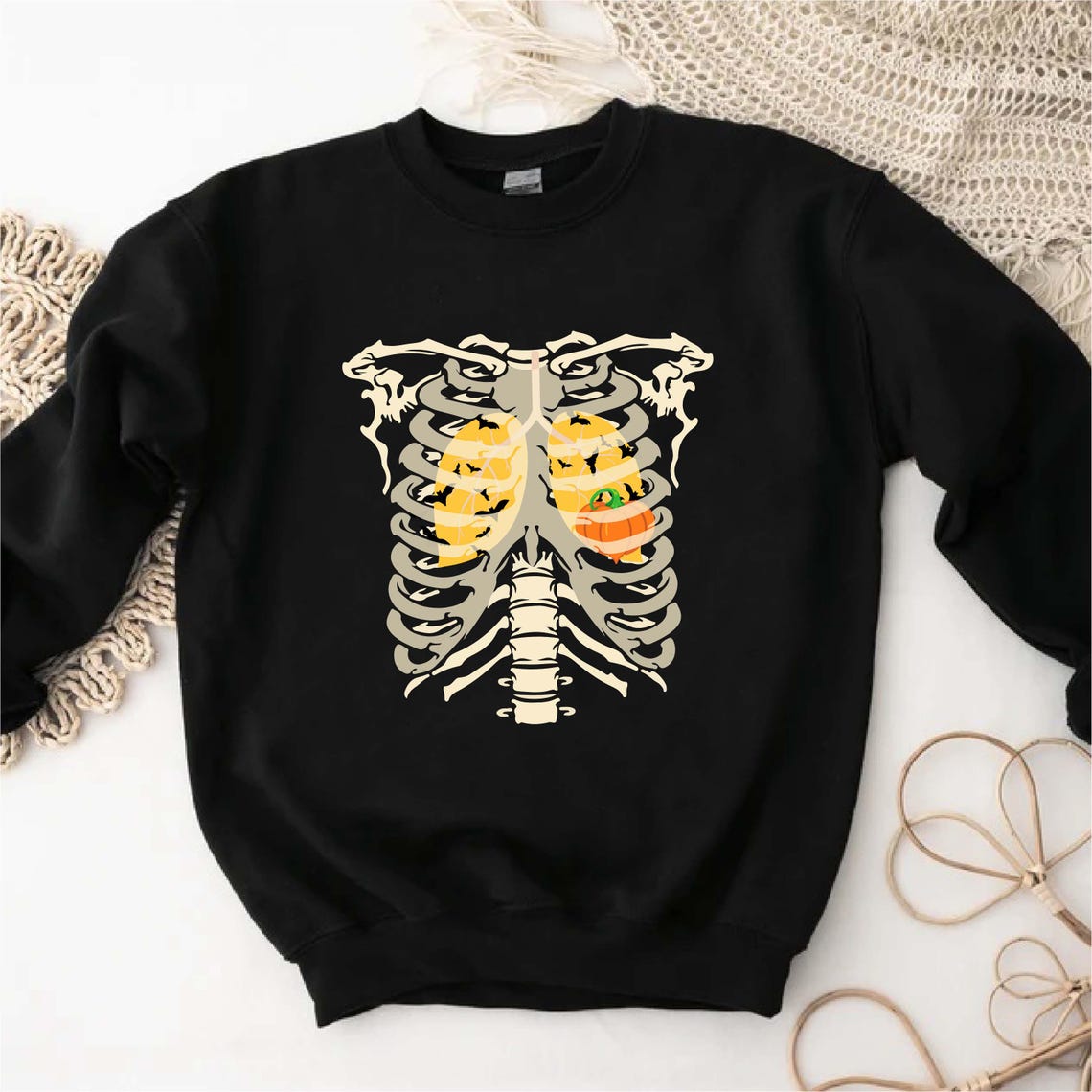 Skeleton Rib Cage Sweatshirt, Skeleton Halloween Sweatshirt, Skeleton ...
