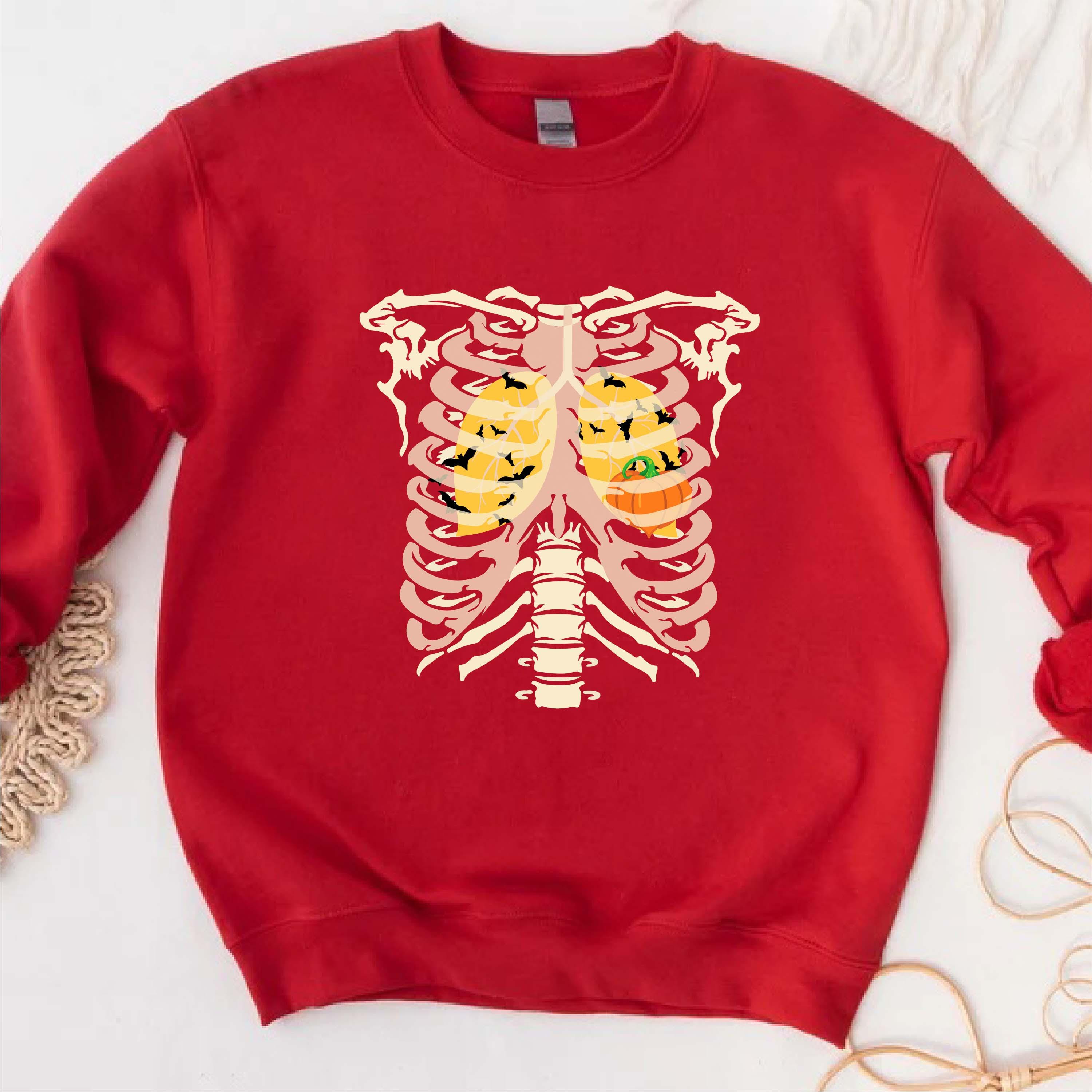Skeleton Rib Cage Sweatshirt, Skeleton Halloween Sweatshirt, Skeleton ...