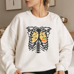 Skeleton Rib Cage Sweatshirt, Skeleton Halloween Sweatshirt, Skeleton ...