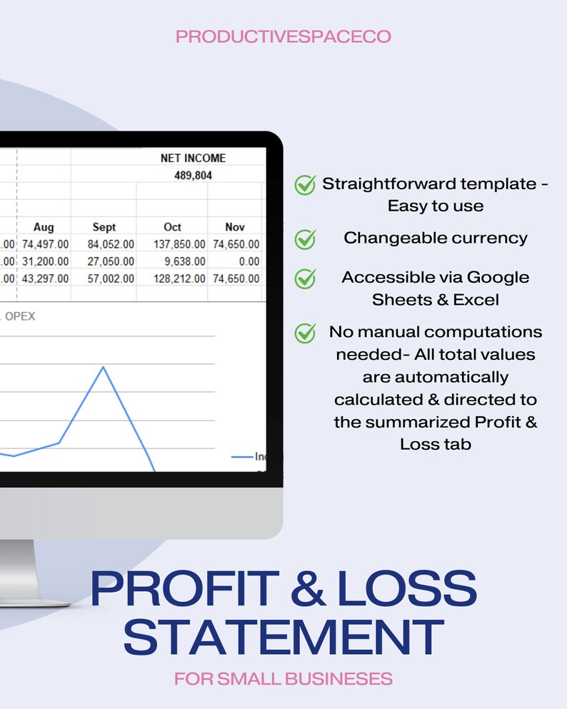 Profit and Loss Statement Template for Small Business | Google Sheets ...