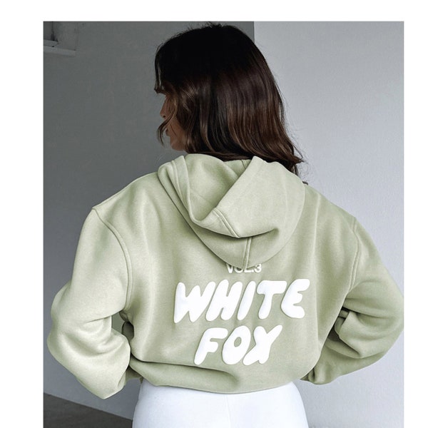 Hoodie White Fox - Etsy