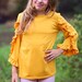 Girls Yellow Ruffled Sleeve Shirt- Yellow Shirt, Yellow Ruffled Shirt ...