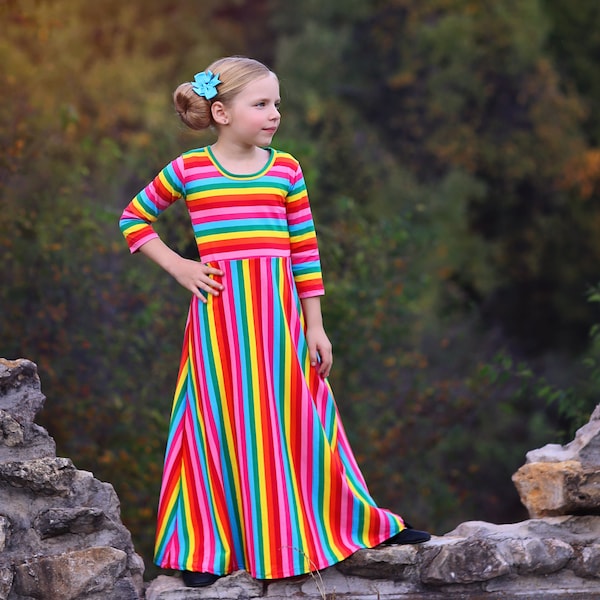 Rainbow Stripe Dress - Etsy