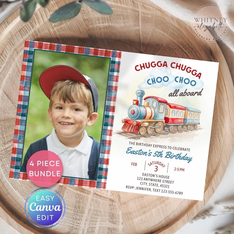 Train Birthday Invitation, Editable Train Birthday Printable Invite ...