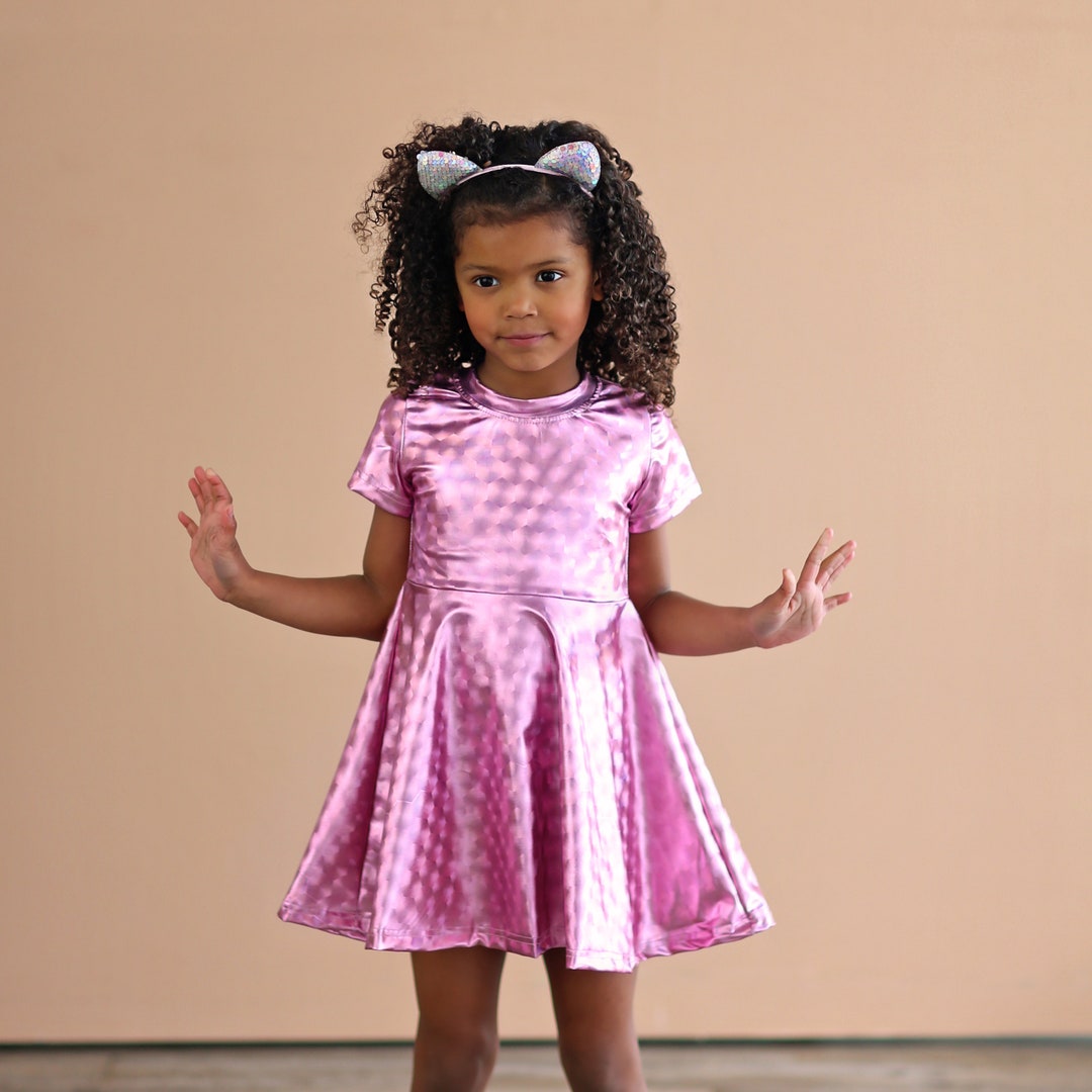 Metallic Holographic Pink Dress - Metallic Twirly Dress - Twirly Dress ...