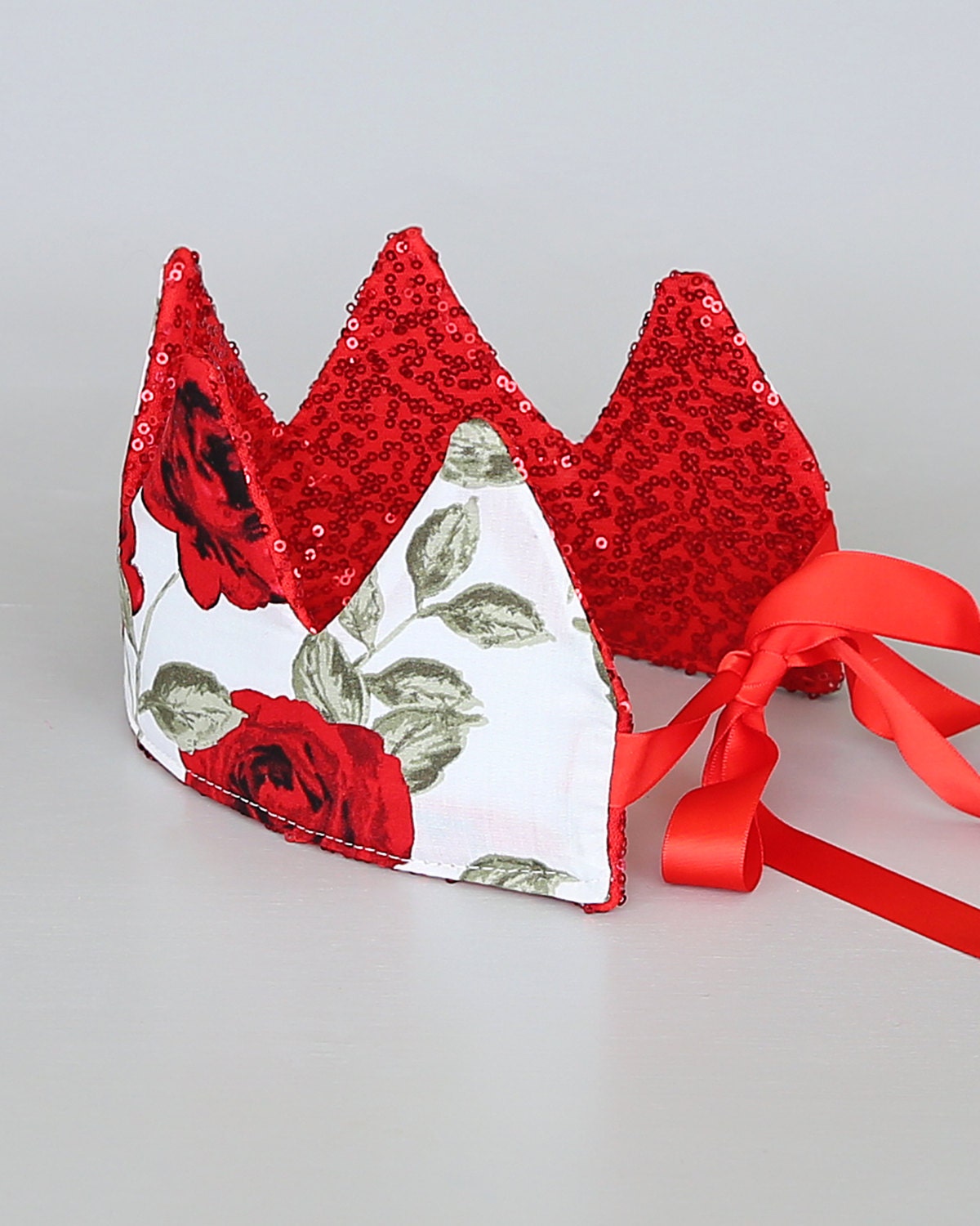 Red Roses Dress up Crown Sequin Crown Birthday Crown Red - Etsy