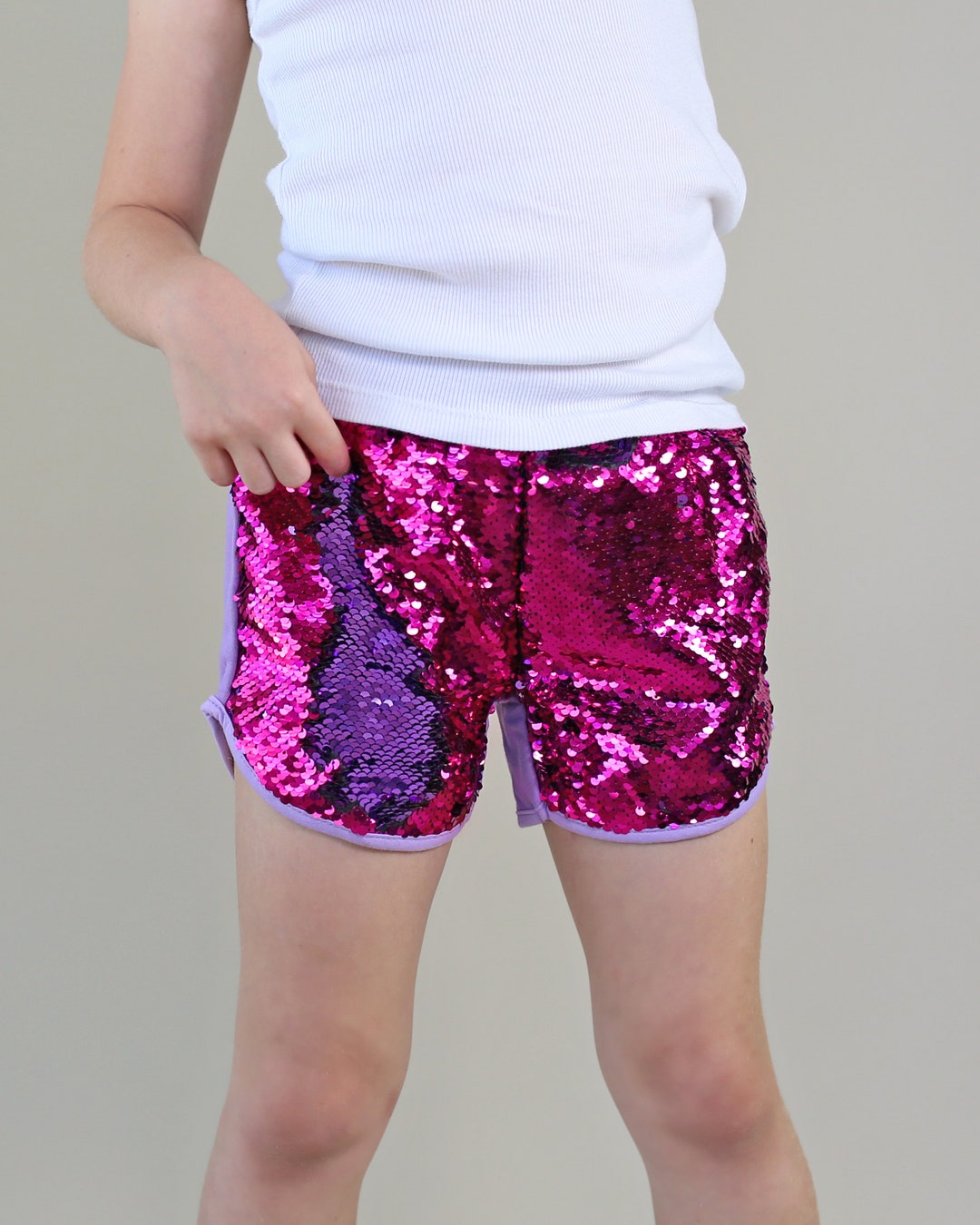 Purple and Hot Pink Reversible Sequined Shorts Hot Pink and - Etsy