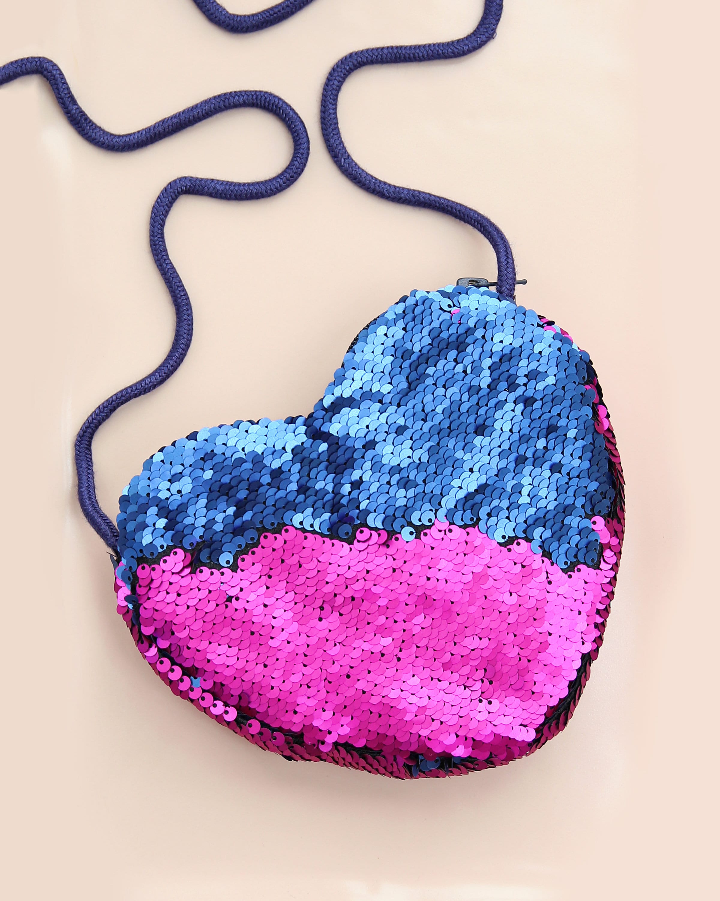 Heart Sequin Purse - Flip Sequin Heart Bag - Girls Heart Purse - Hot Pink and Navy Flip Heart ...