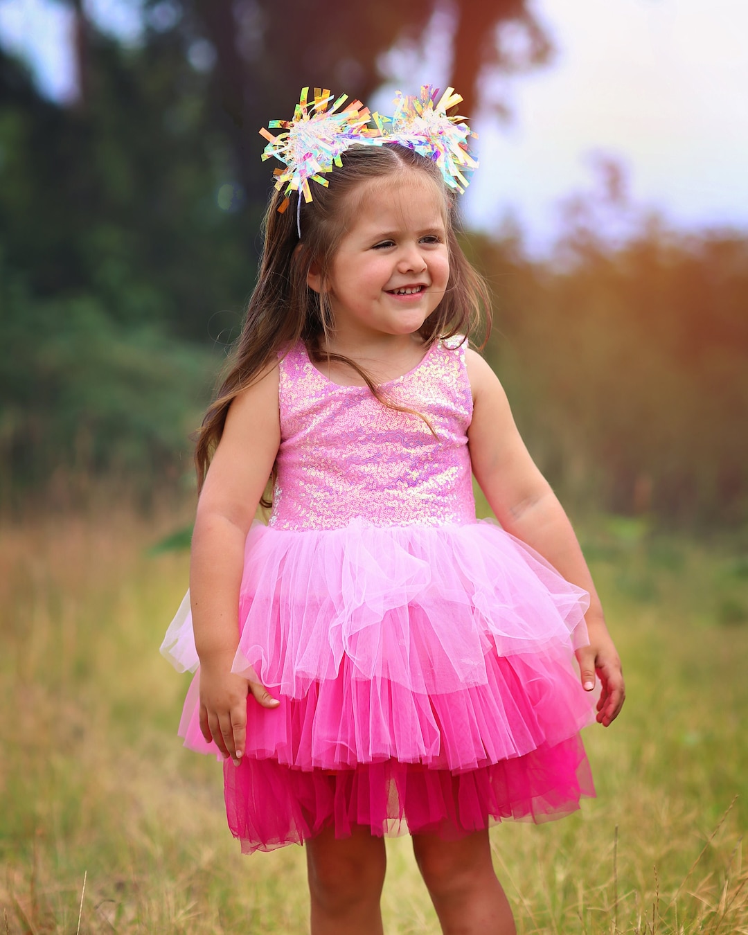 Flowered Girls Tutu Dress Layered Tulle Princess Outfit for Toddlers ...
