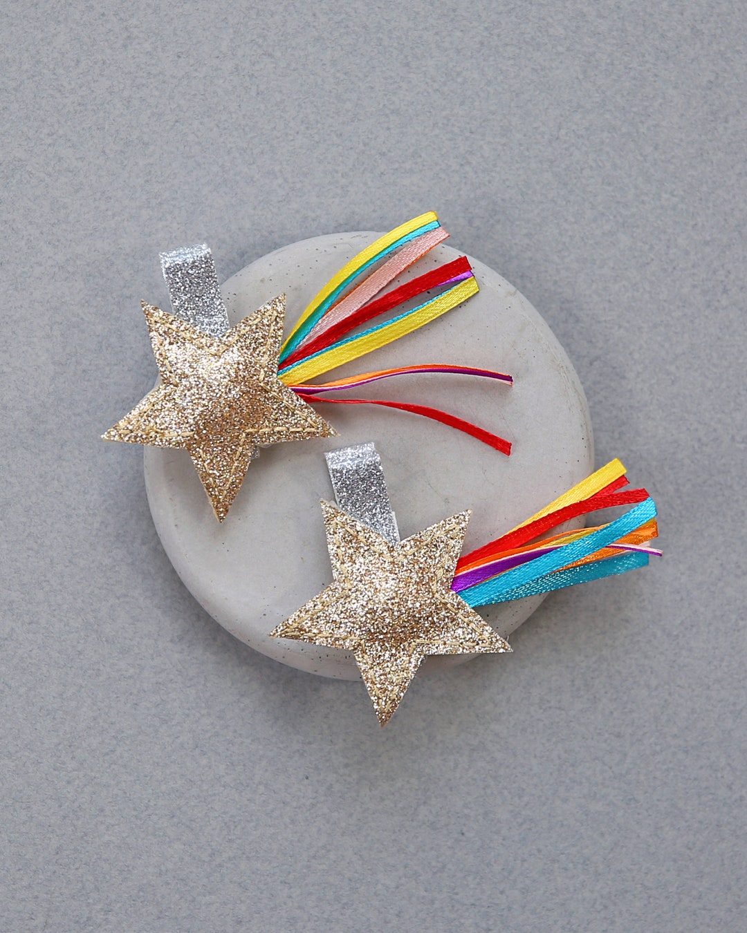 Gold Shooting Star Clip Set -star Clips, Birthday Hair Clips, Rainbow ...