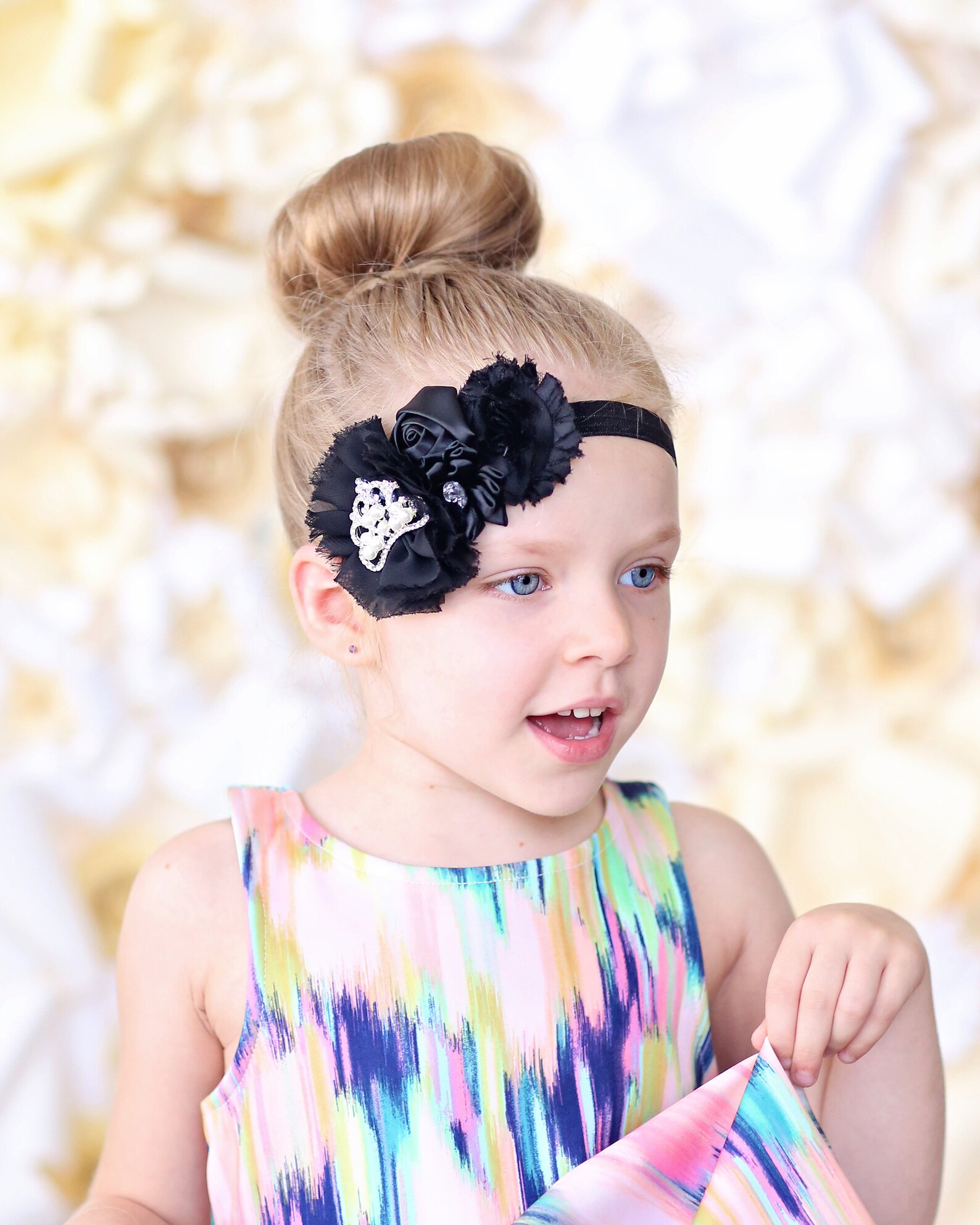 Girls Cream Tiara Floral Headband bow Headband Birthday - Etsy
