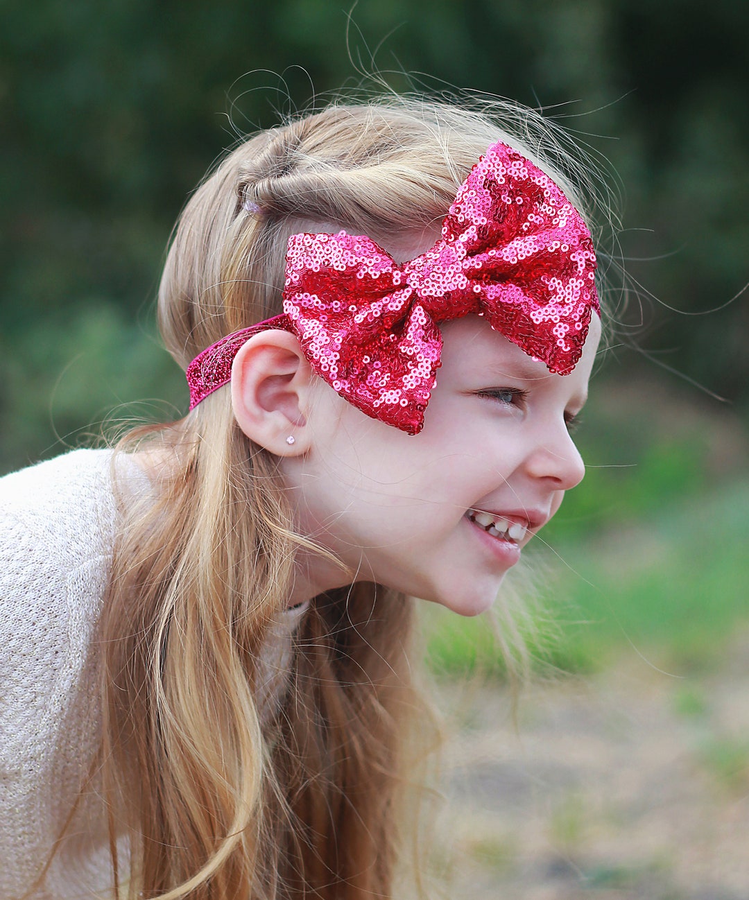 Hot Pink Bow Sequin Headband -sequin Bow Headband, Pink Sequin Bow, Hot ...