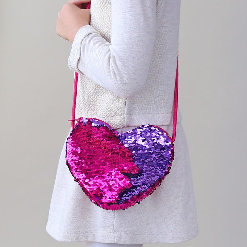 Pink Heart Sequin Purse - Etsy