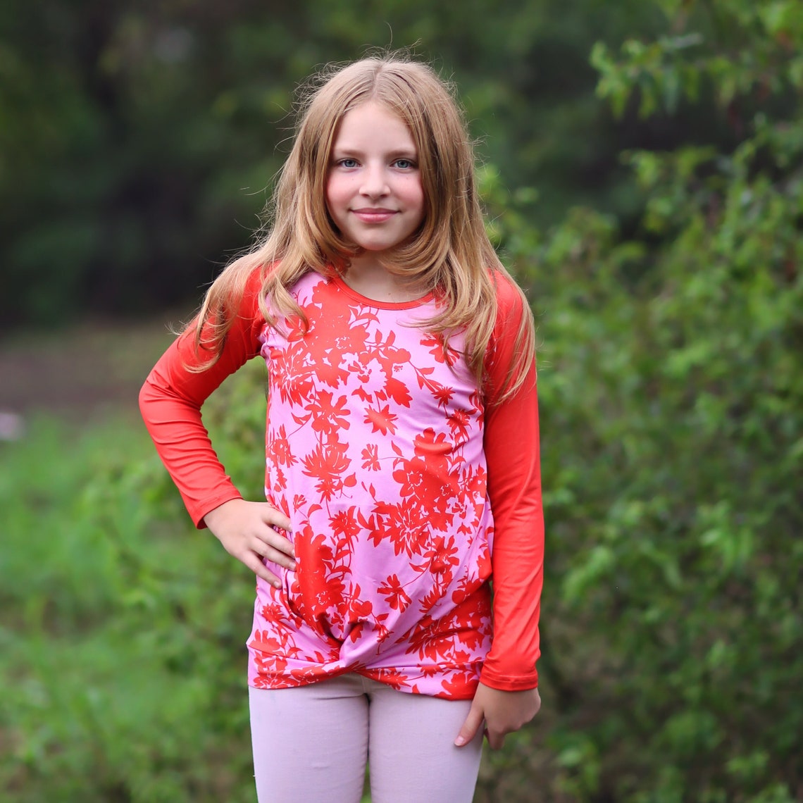 Girls Red and Pink Raglan Shirt Baseball Tee Floral Shirt - Etsy