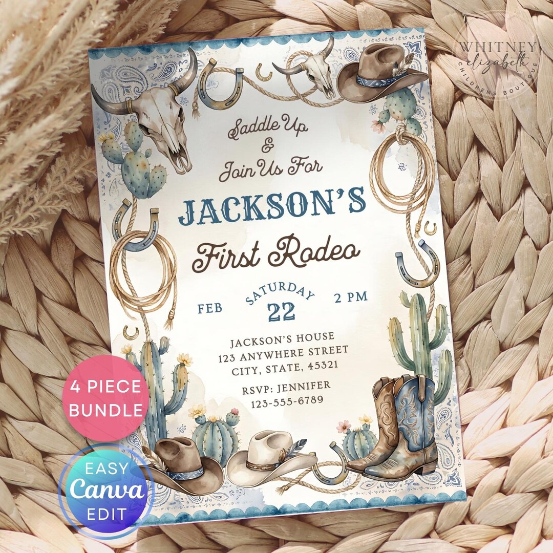 My 1st Rodeo Invitation, Editable Boy Rodeo Invite, First Rodeo Boy ...