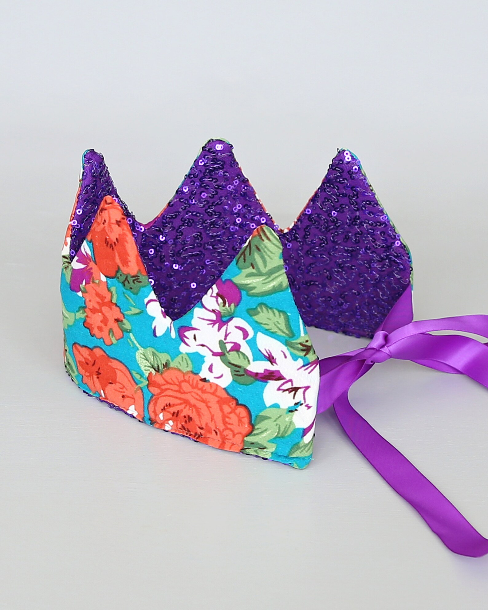 Purple Dress up Crown - Sequin Crown - Birthday Crown - Purple Floral ...