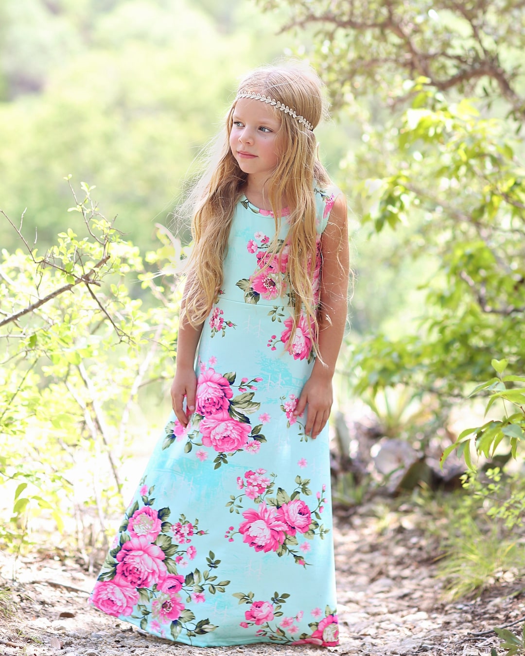 Girls Maxi Dress - Maxi Dress - Flower Maxi Dress - Floral Dress, Girls ...