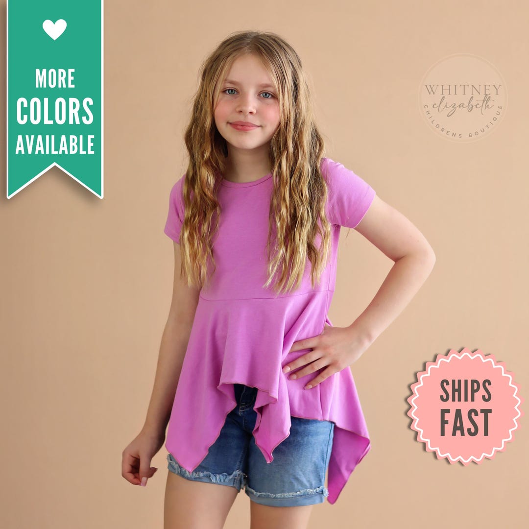 Girls Peplum Boho Shirt, Girls High Low Top, Asymmetrical Shirt, Tunic ...