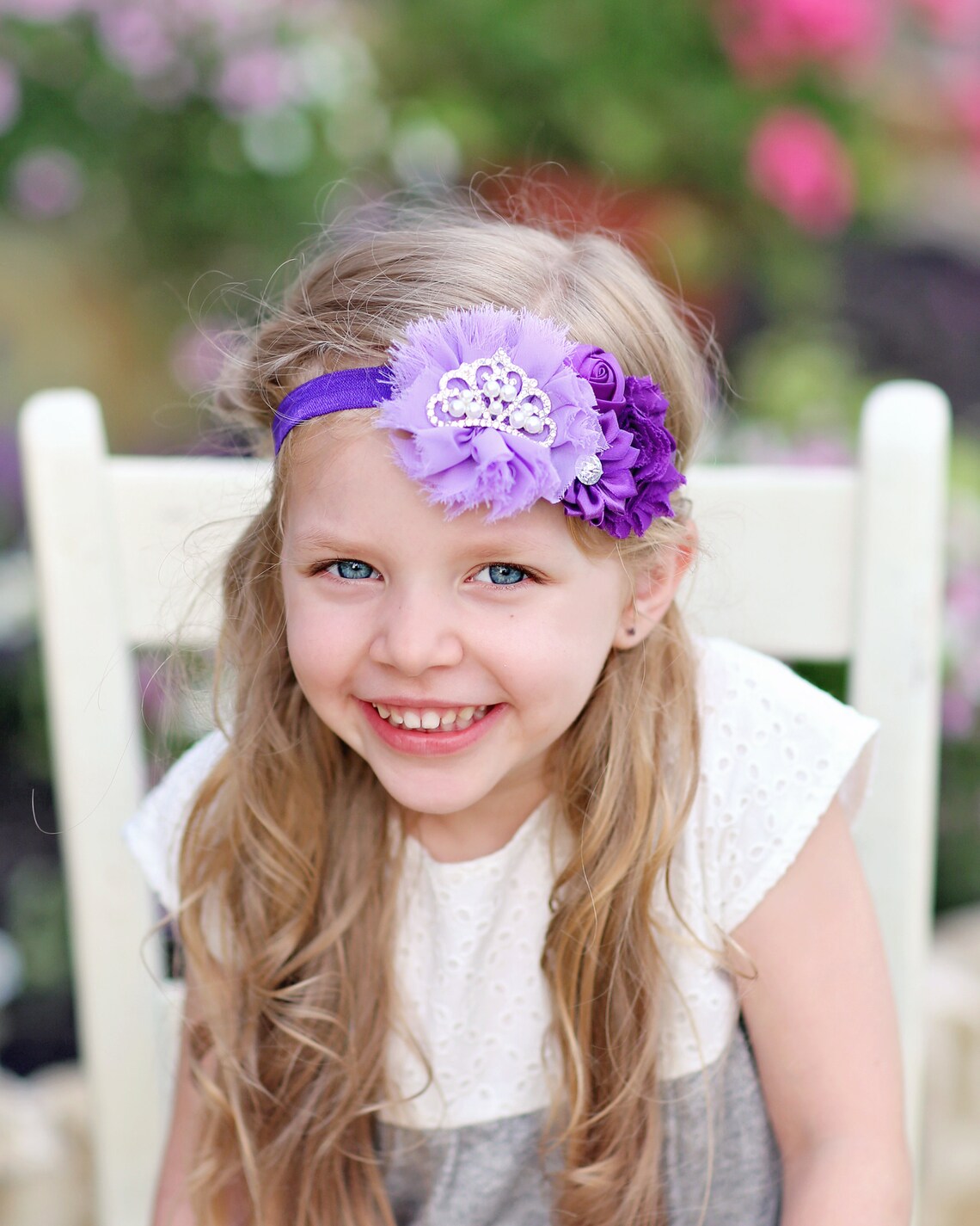 Girls Cream Tiara Floral Headband bow Headband Birthday - Etsy