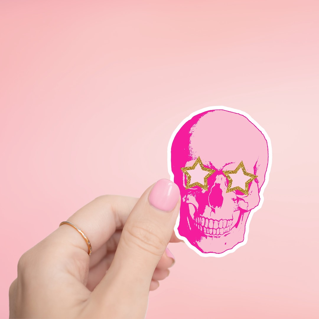 Pink Skull Sticker- Tumbler Sticker, Decal, Laptop Sticker, Water ...