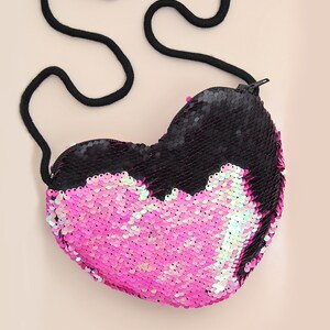 Heart Sequin Purse - Flip Sequin Heart Bag - Girls Heart Purse - Hot ...