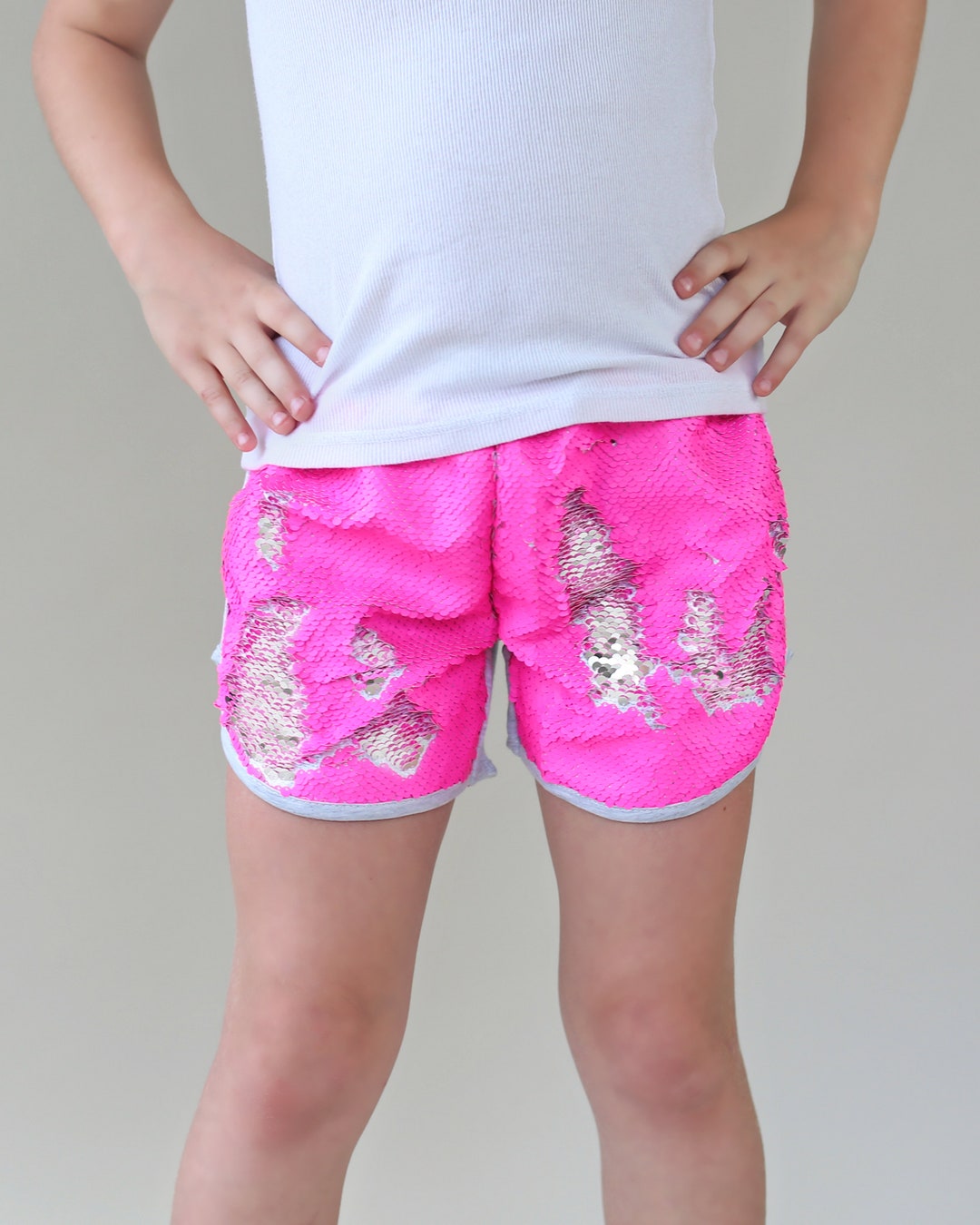 Pink Trendy Sequin Shorts for Kids - Colorful and Fashionable, Perfect ...
