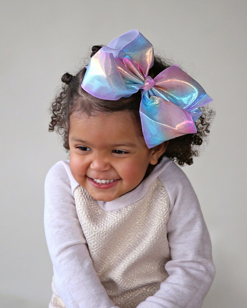 Large Metallic Pastel Rainbow Bow Clip Metallic Bow Clip - Etsy