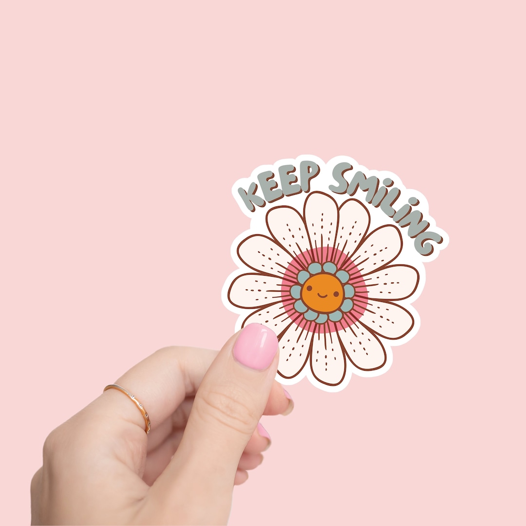 Keep Smiling Flower Sticker- Tumbler Sticker, Decal, Laptop Sticker ...