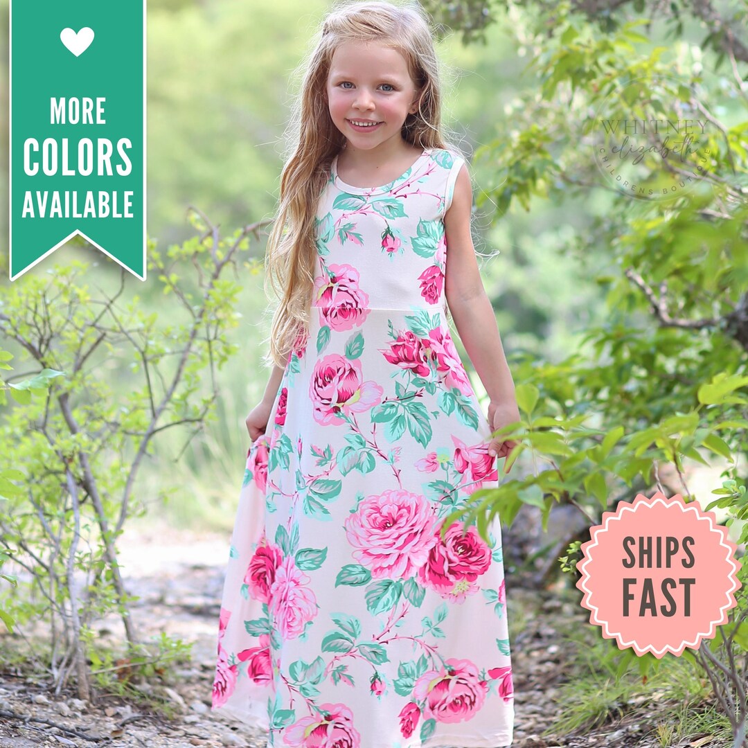 Girls Sleeveless Maxi Dress, Girls Long Dress, Spring Dress, Summer ...