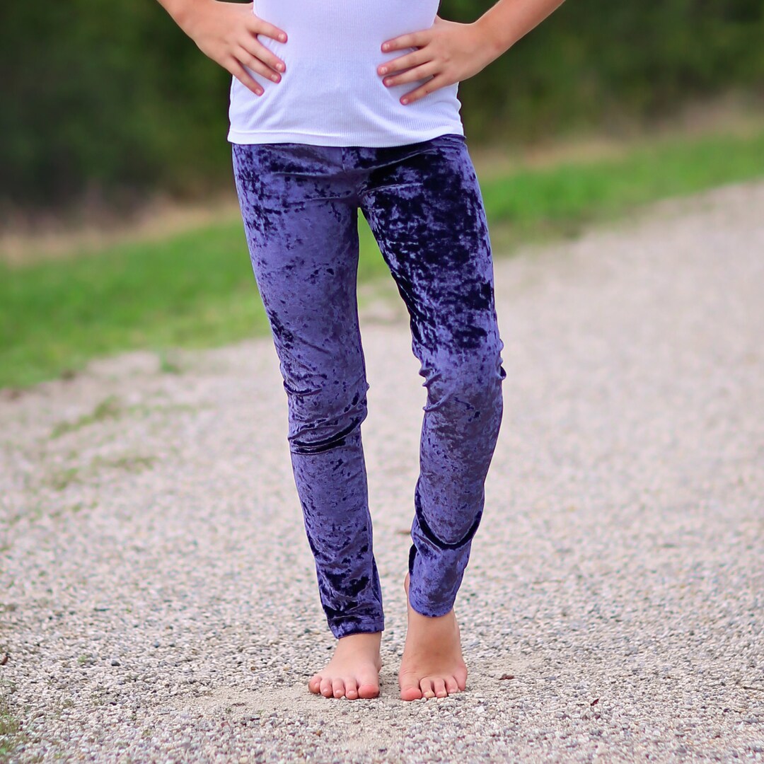 Girls Navy Velvet Leggings Velvet Pants, Leggings, Navy Pants, Blue ...