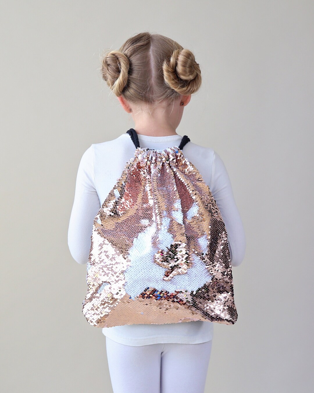 Rose Gold and White Sequin Backpack - Sequin Backpack - Sequin Bag ...