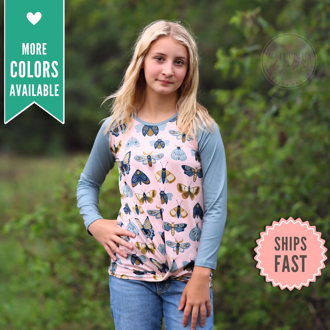 Girls Raglan Shirt, Girls Floral T-shirt, Girls Flower Shirt, Girls ...