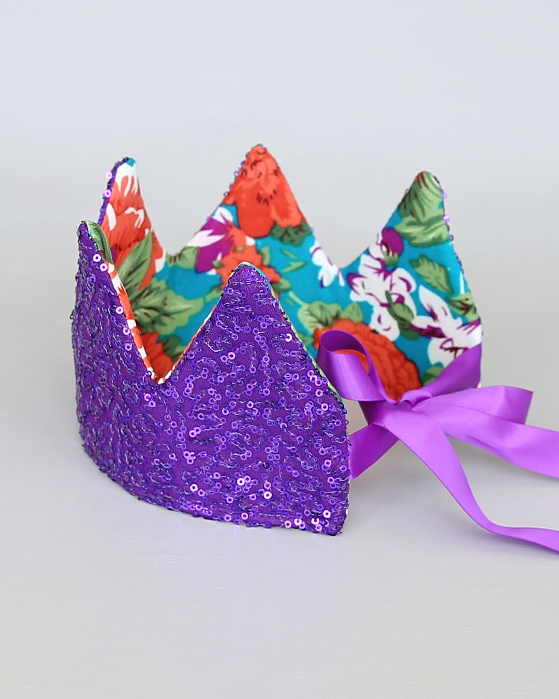 Purple Dress up Crown - Sequin Crown - Birthday Crown - Purple Floral ...