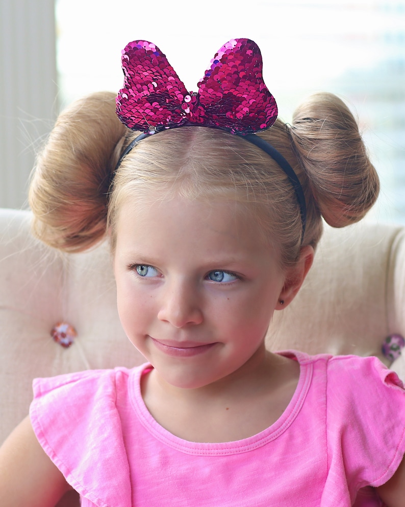 Hot Pink Flip Sequin Big Bow Headband - Bow Headband, Birthday Crown ...